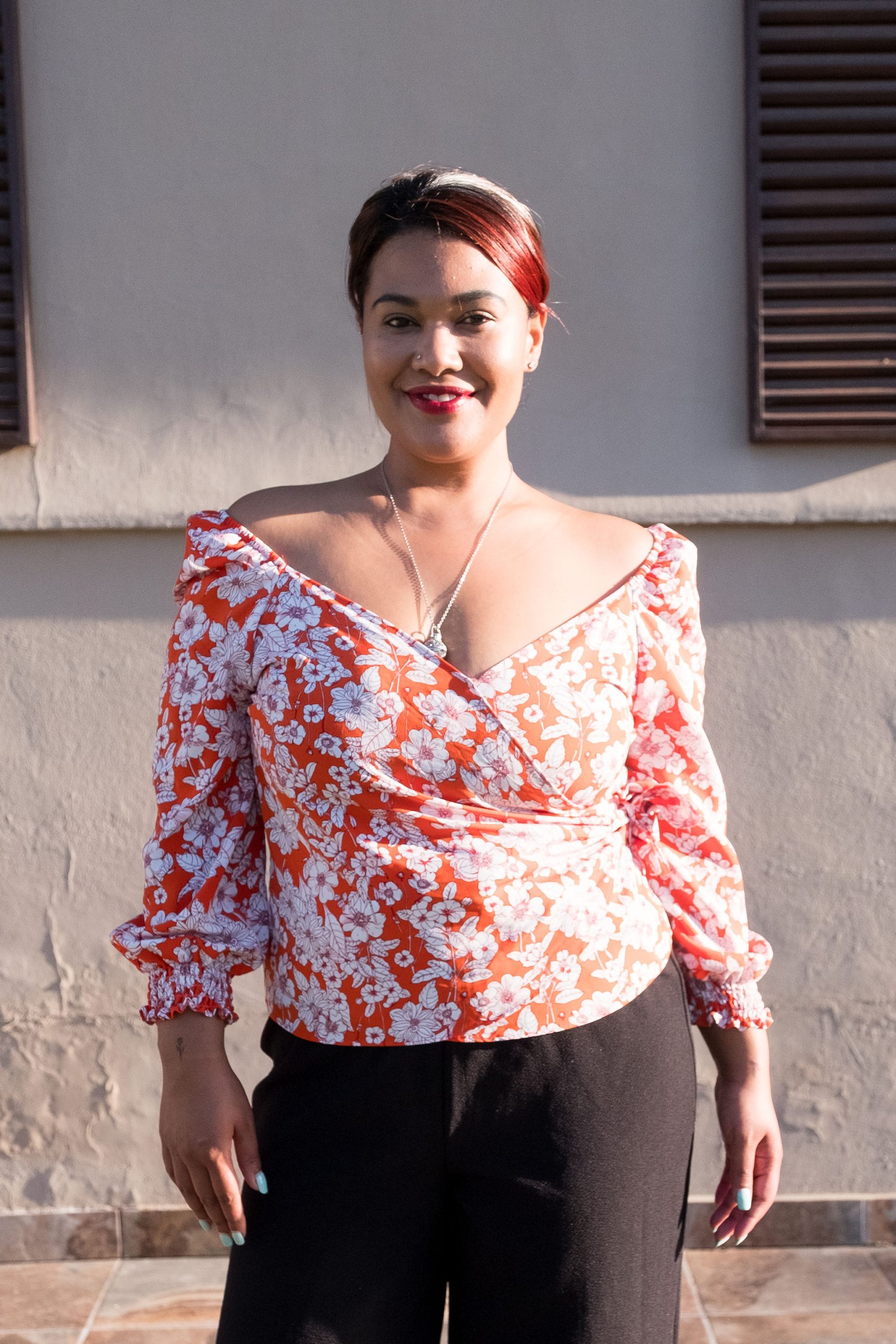 Orange Off the shoulder wrap top - Roch-lè Bloem SA Media