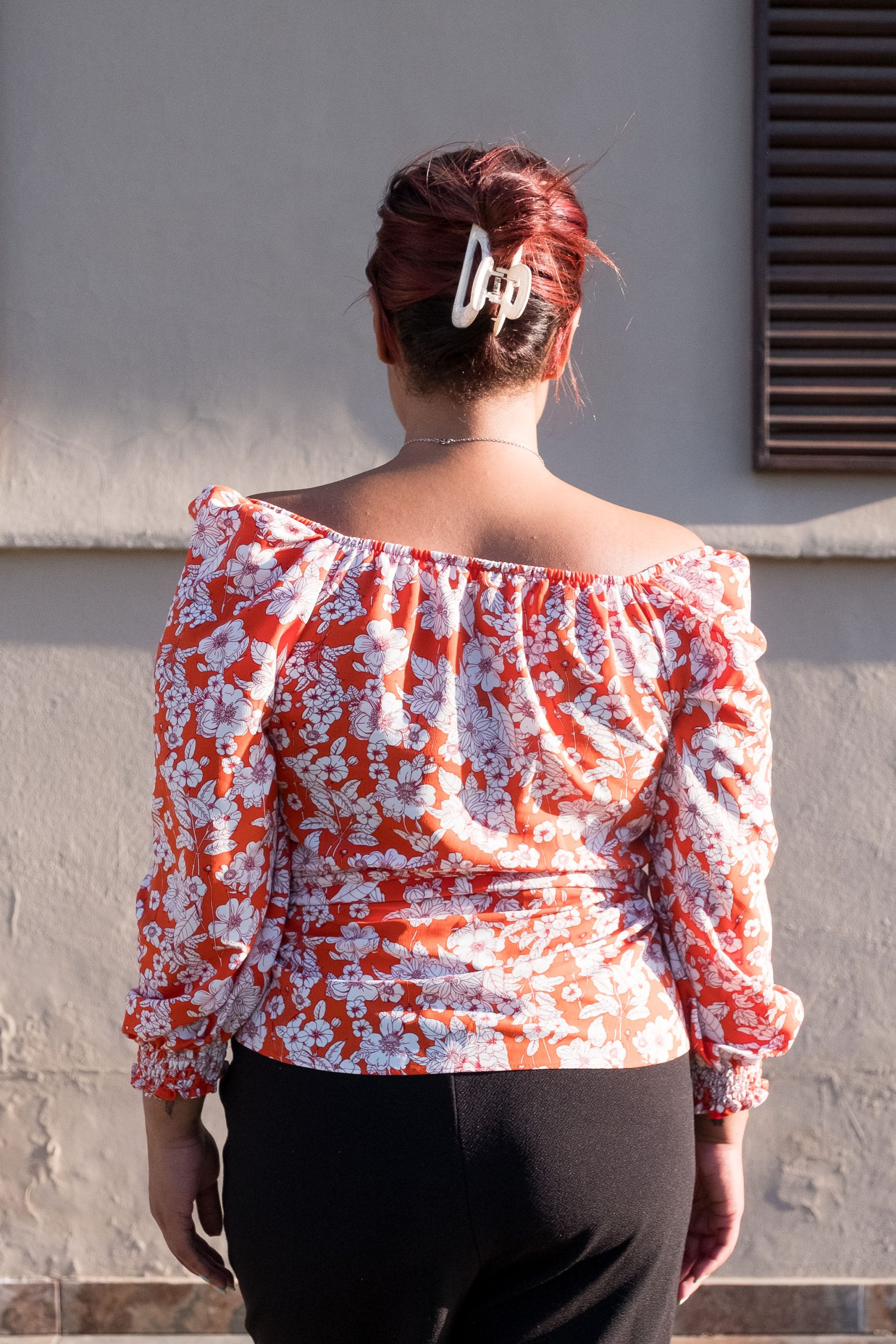 Orange Off the shoulder wrap top - Roch-lè Bloem SA Media